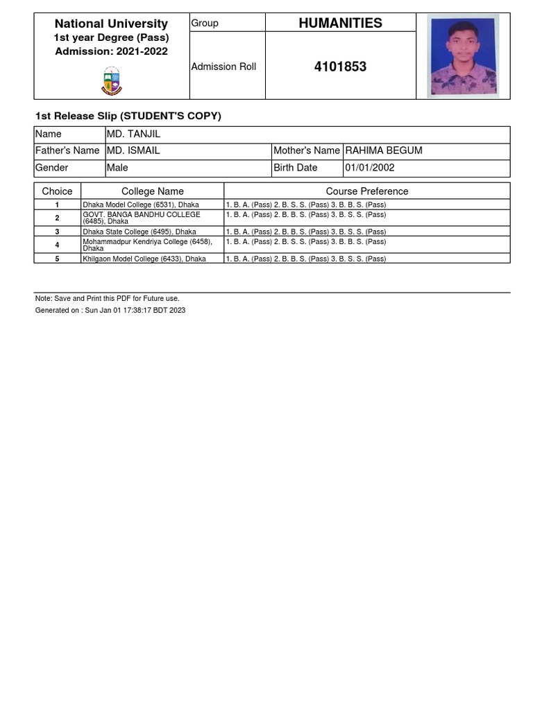 Release Slip Form | PDF
