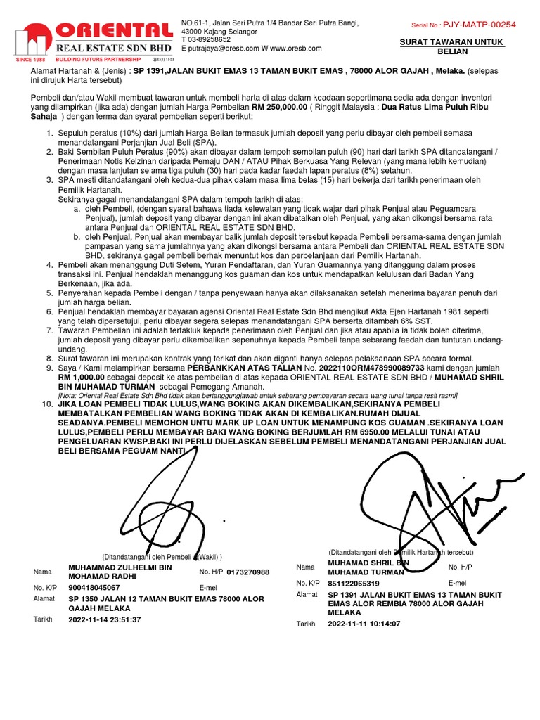 Surat Tawaran Untuk Belian | PDF