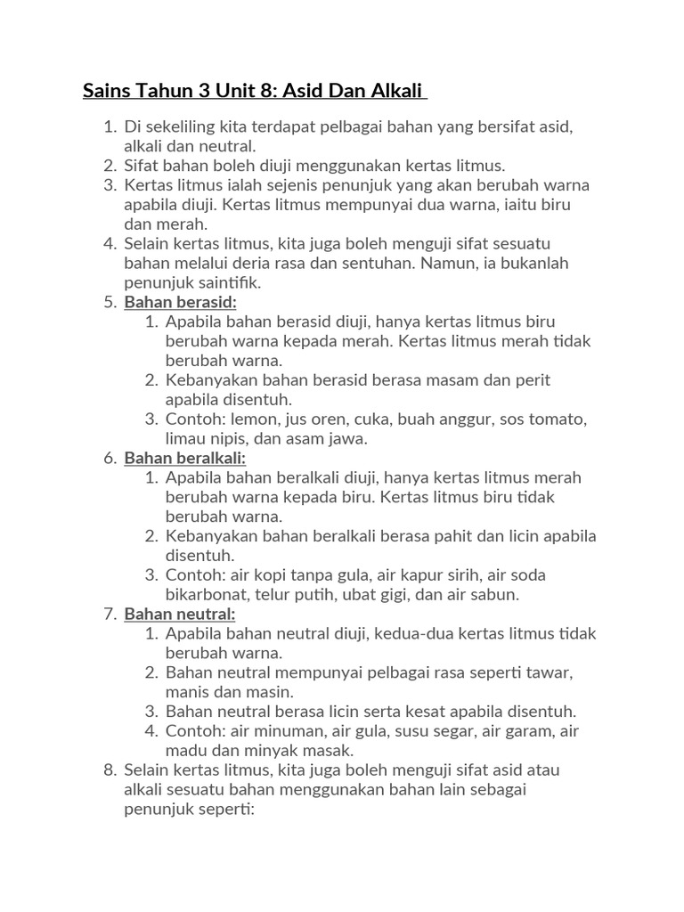 Nota Sains Tahun 3 Unit 8 | PDF