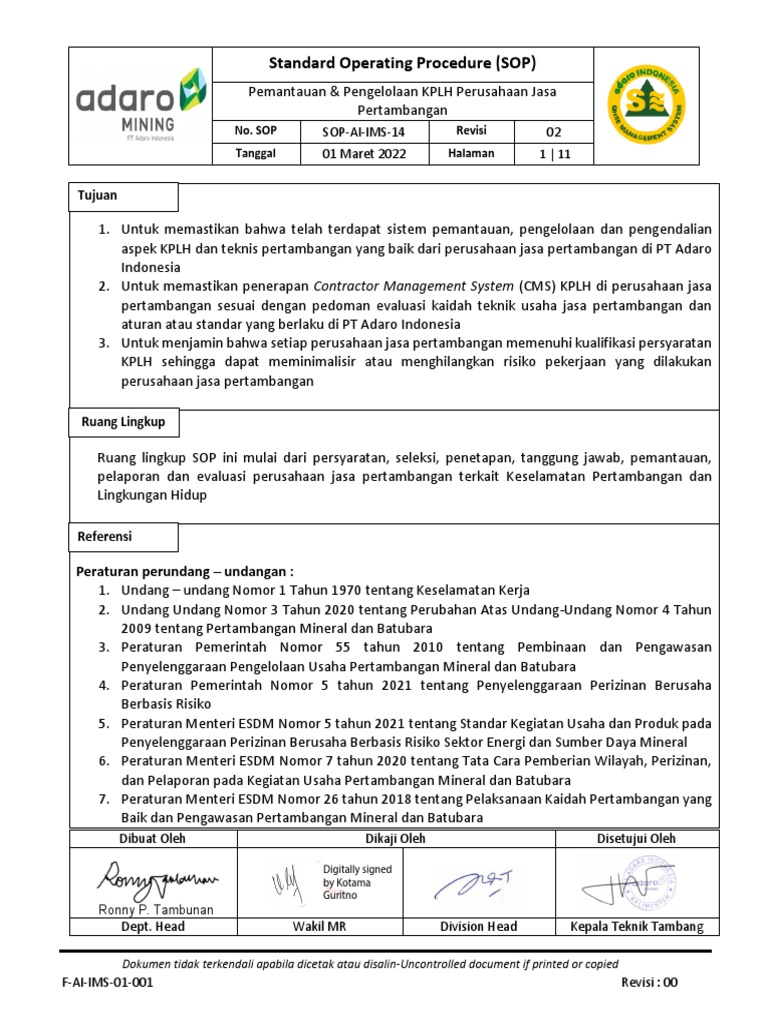 SOP-AI-IMS-14 - Rev.02 (07032022) | PDF