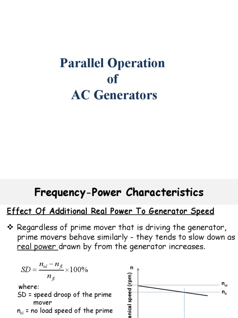 AC Generators: Parallel Operation & Frequency Characteristics | PDF ...