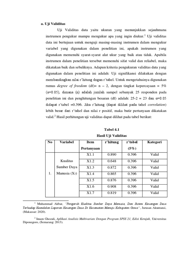 Uji Validitas Dan Realibilitas | PDF