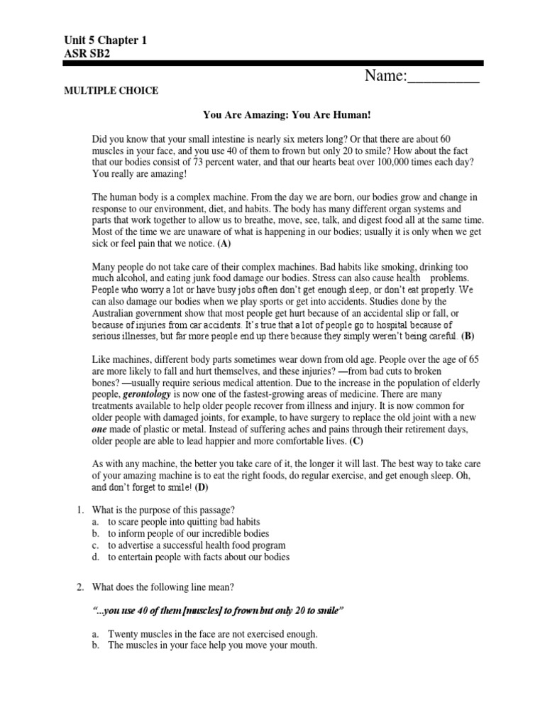 Unit 5 Chapter 1 | Download Free PDF | Face | Old Age