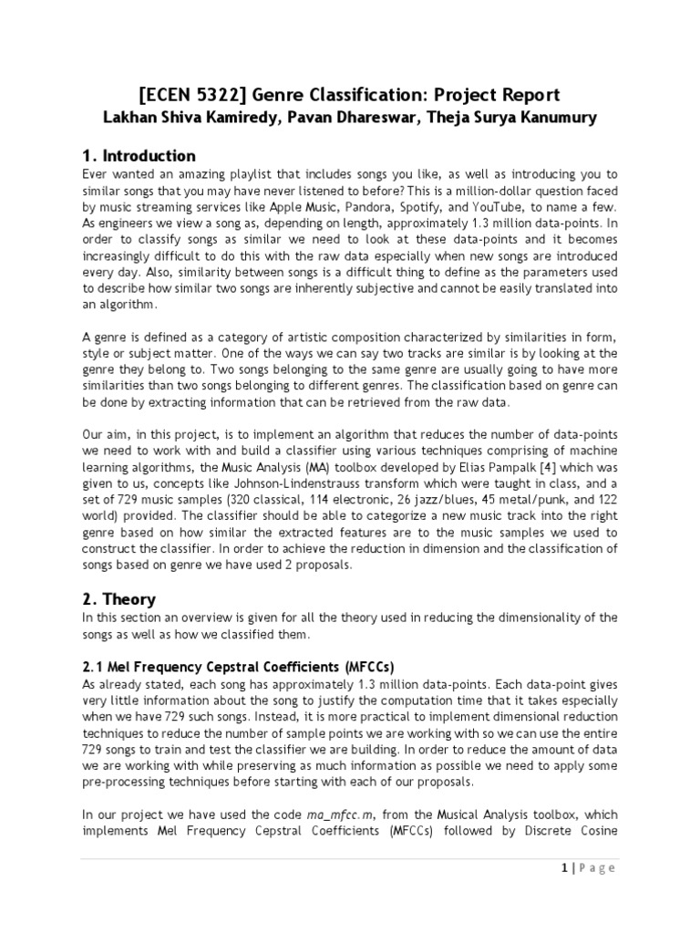 Music Genre Classification Project Repor | PDF | Mathematical ... Music Genre Classification Project Repor | PDF | Mathematical ...