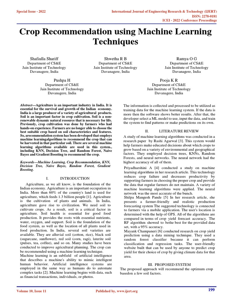 Crop Recommendation Using Machine Learning Techniques ...