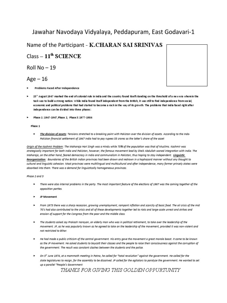 Charan Sai Srinivas | PDF | Asia | South Asia