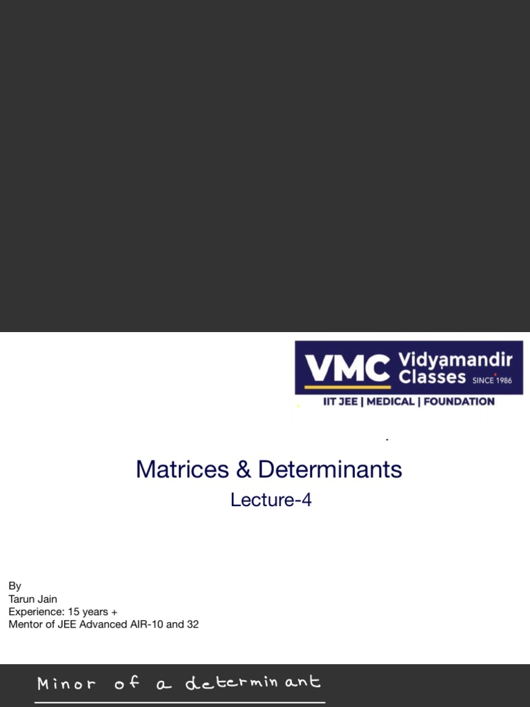 Matrices & Determinants Lecture-4 JEE-2023 | PDF | Determinant ...
