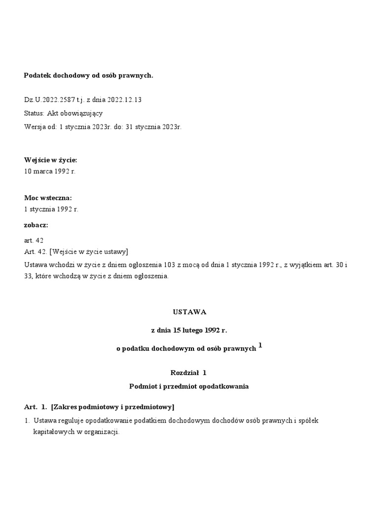 Lex DZ U 2022 2587 T J Podatek Dochodowy Od Osob | PDF