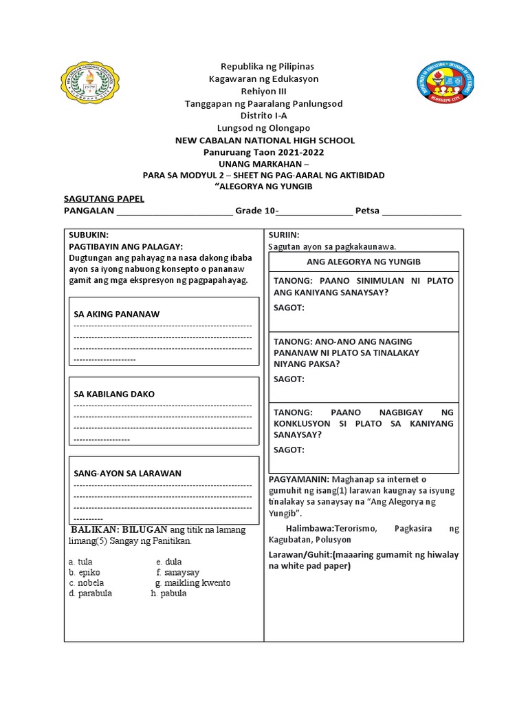 Las New Q1 M2 Alegorya NG Yungib | PDF