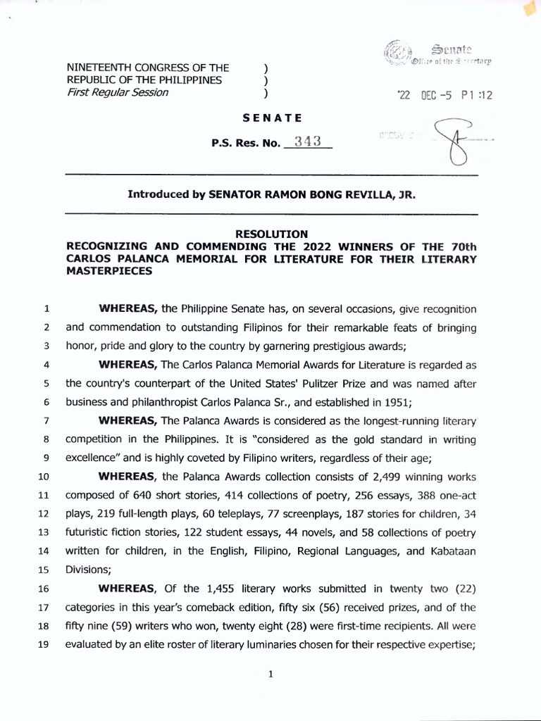 22 DEC-5 P1:12: First Regular Session) | PDF | Philippines