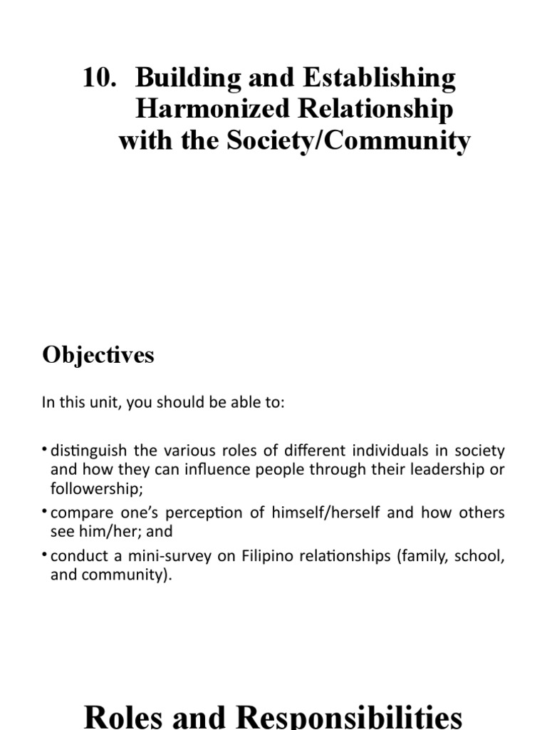 Harmonizing Community Relationships | PDF | Social Status | Survey ...