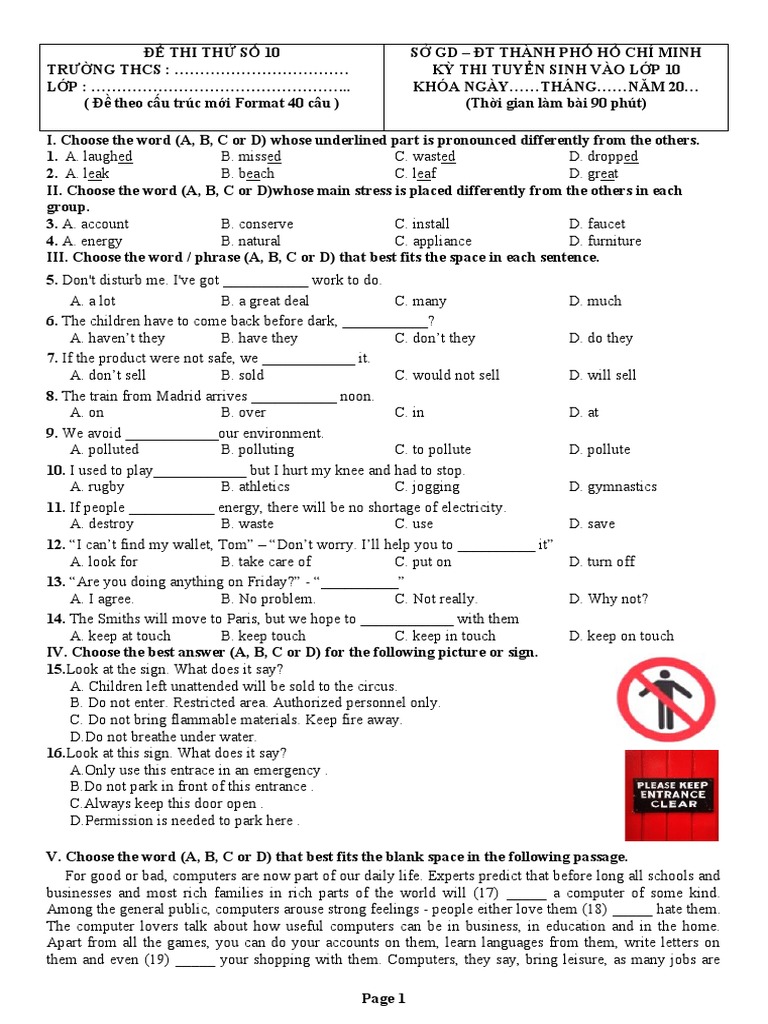 Mock Exam for Grade 10 Admission | PDF | Games & Activities