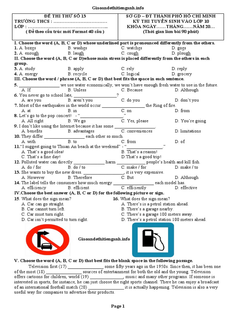 Sample English Proficiency Exam for 10th Grade Students | PDF