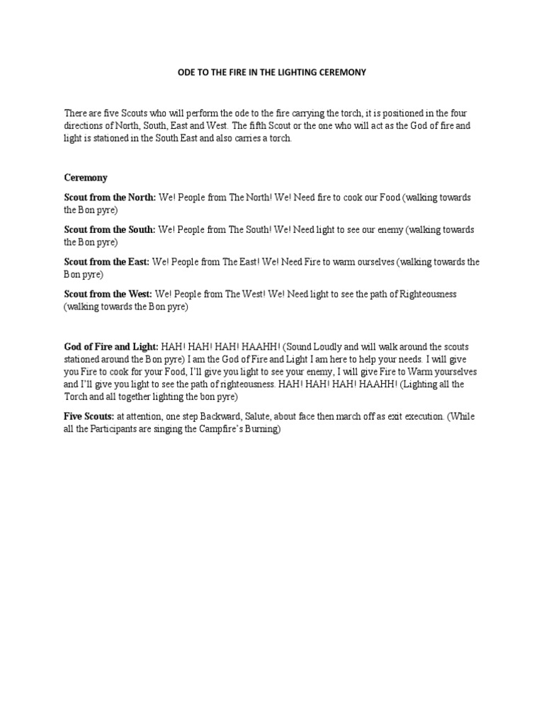 Ode To The Fire in The Lighting Ceremony | PDF