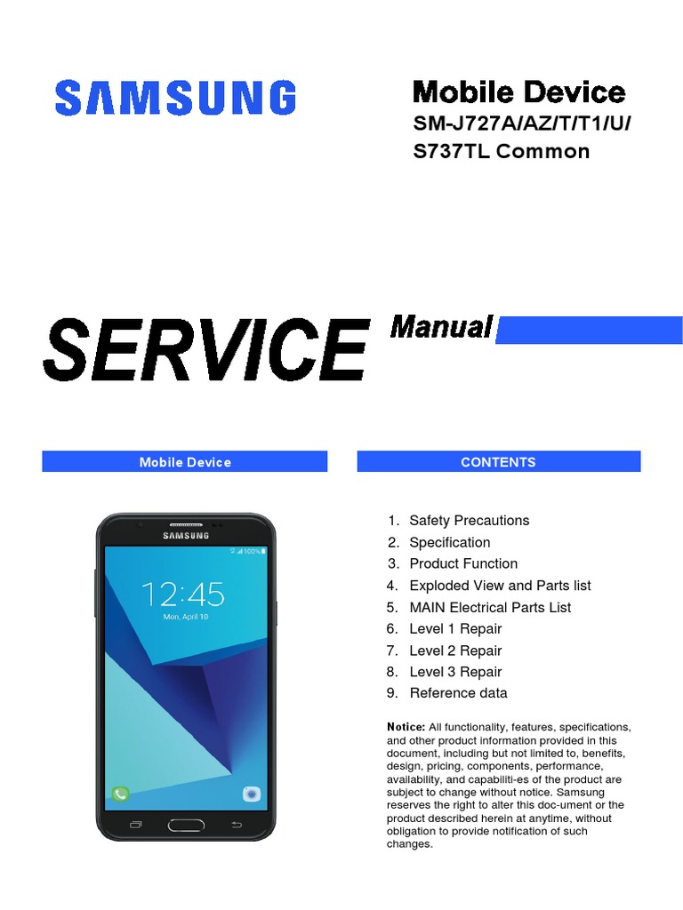 Samsung Galaxy J7 (SM-J727A - AZ - T - T1 - U - S737TL) Service Manual ...