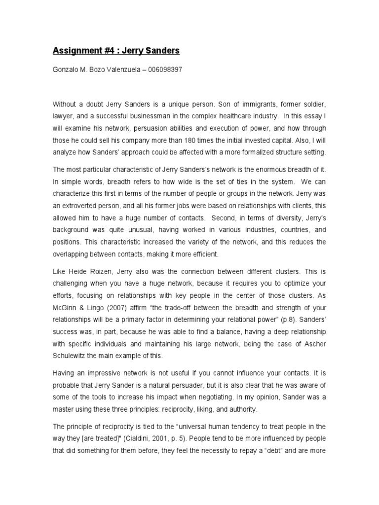 Jerry Sander Case Analysis | PDF | Expert | Persuasion