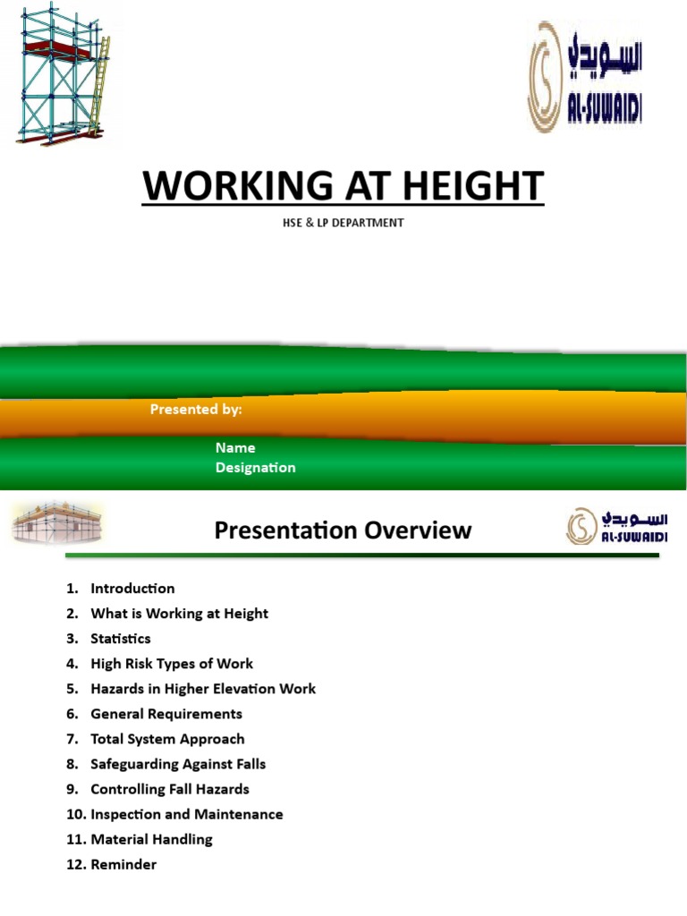 Working at Height Safety Training Guide | PDF | Personal Protective ...