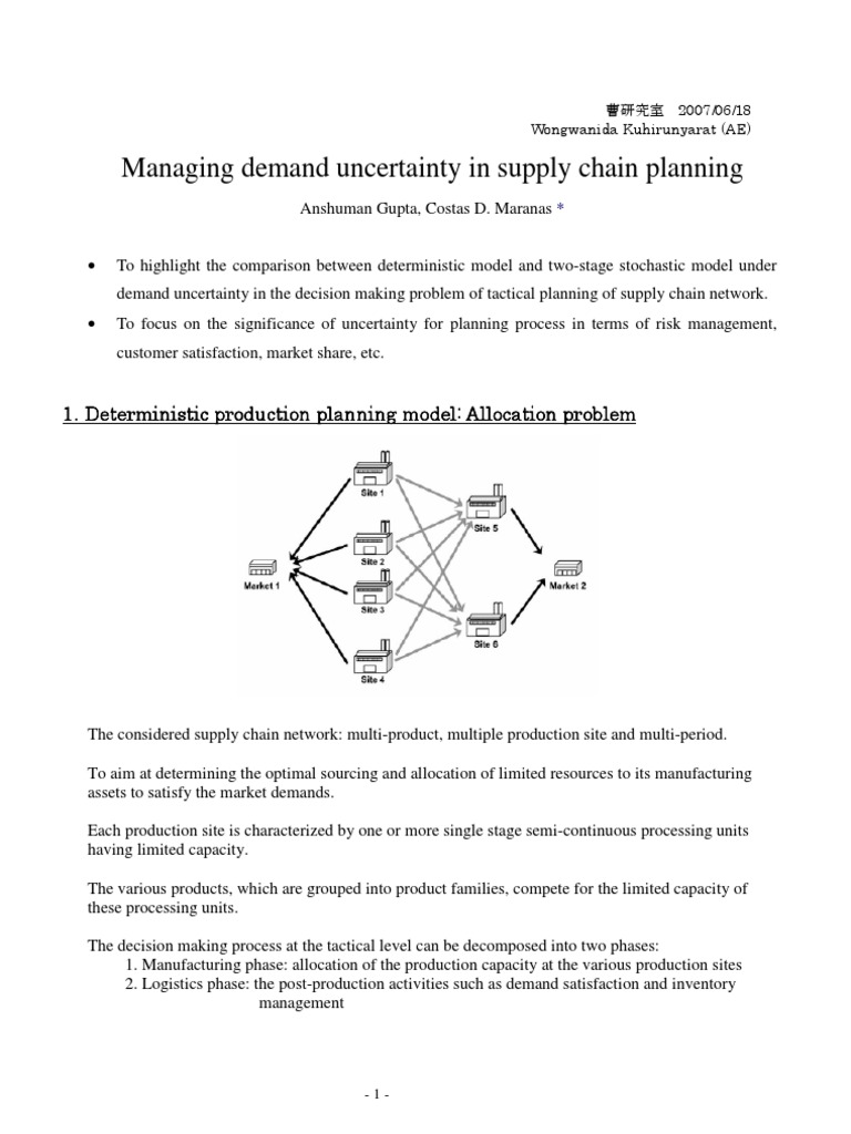 Managing Demand Uncertainty in Supply Chain Planning | Applied ...