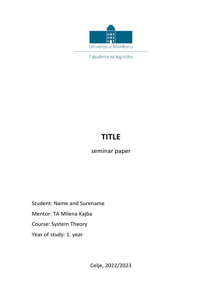 Template For Seminar Paper | PDF