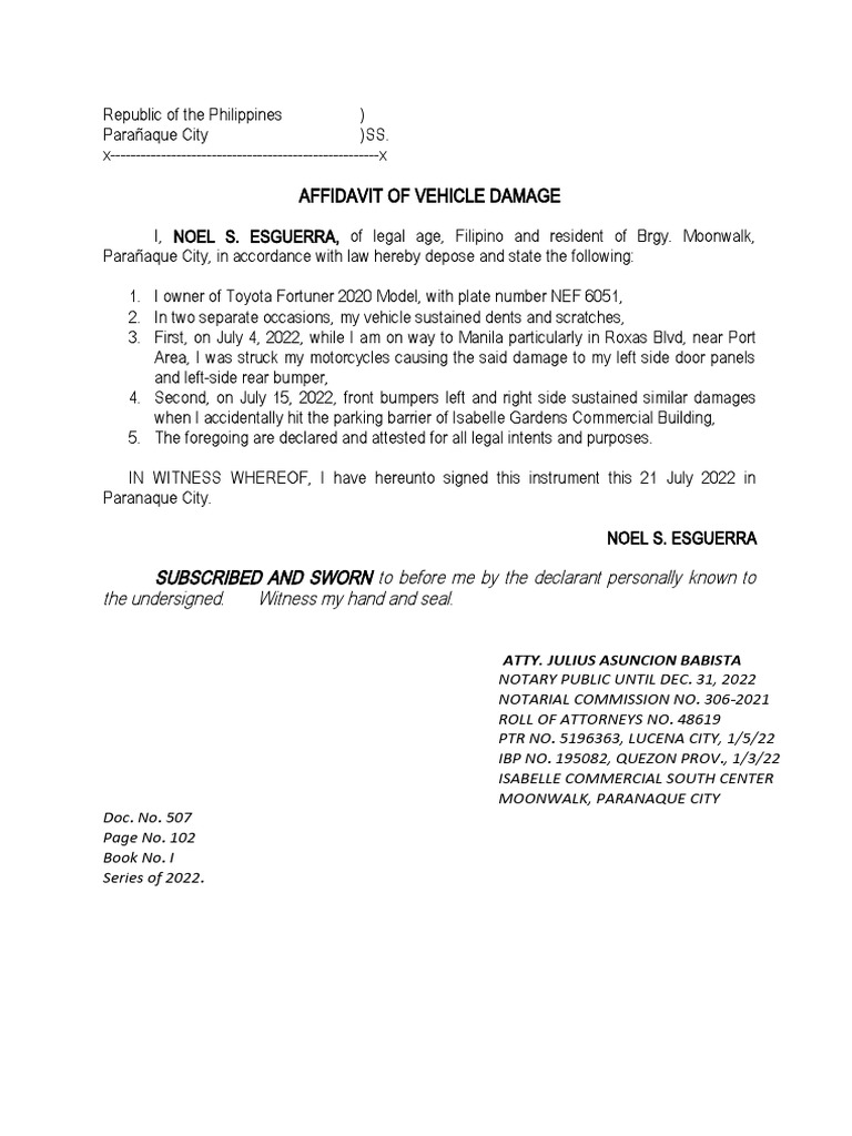 Vehicle Damage | PDF