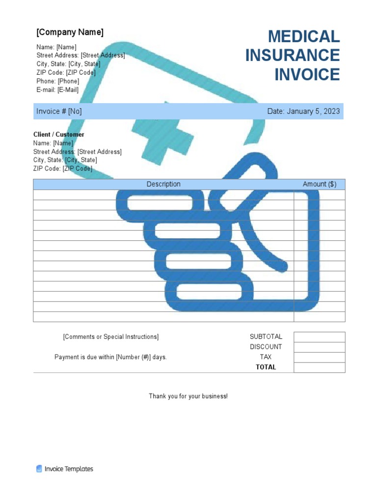 Medical Insurance Invoice Template | PDF | Finance & Money Management