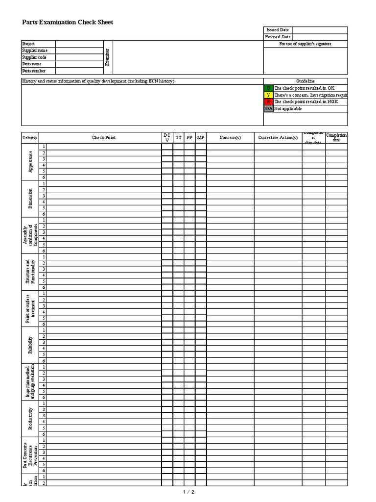 Parts Examination Process Sheet | PDF | Applied And Interdisciplinary ...