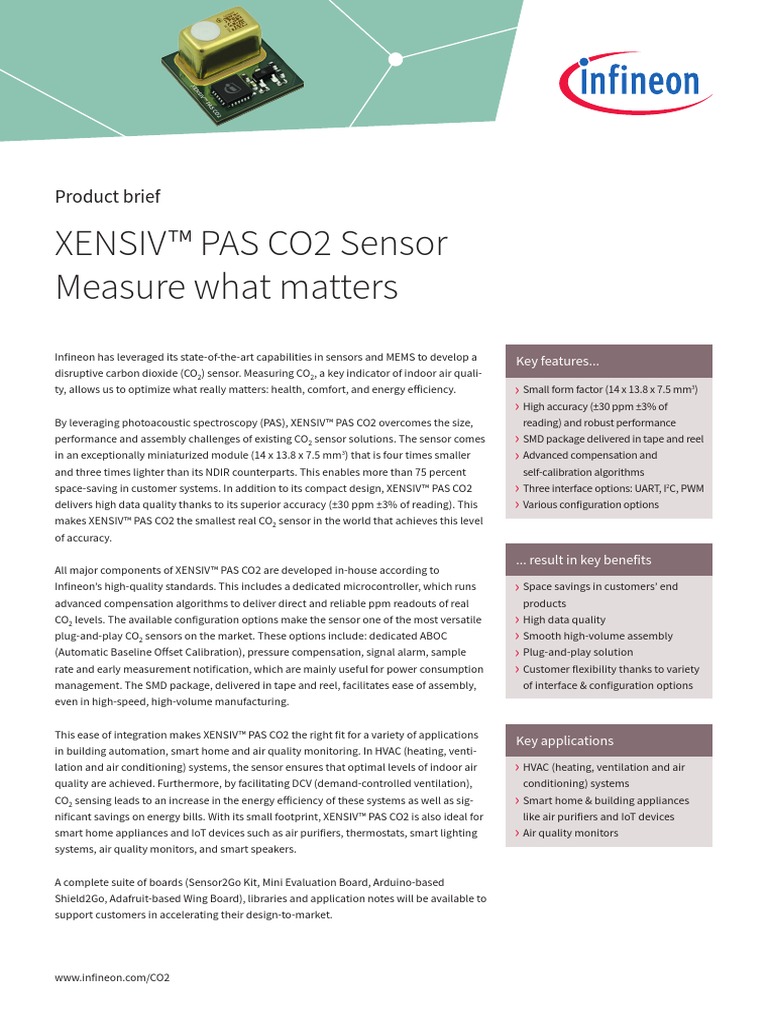 Infineon XENSIV - CO2 - Sensor ProductBrief v03 - 00 EN | PDF | Home ...