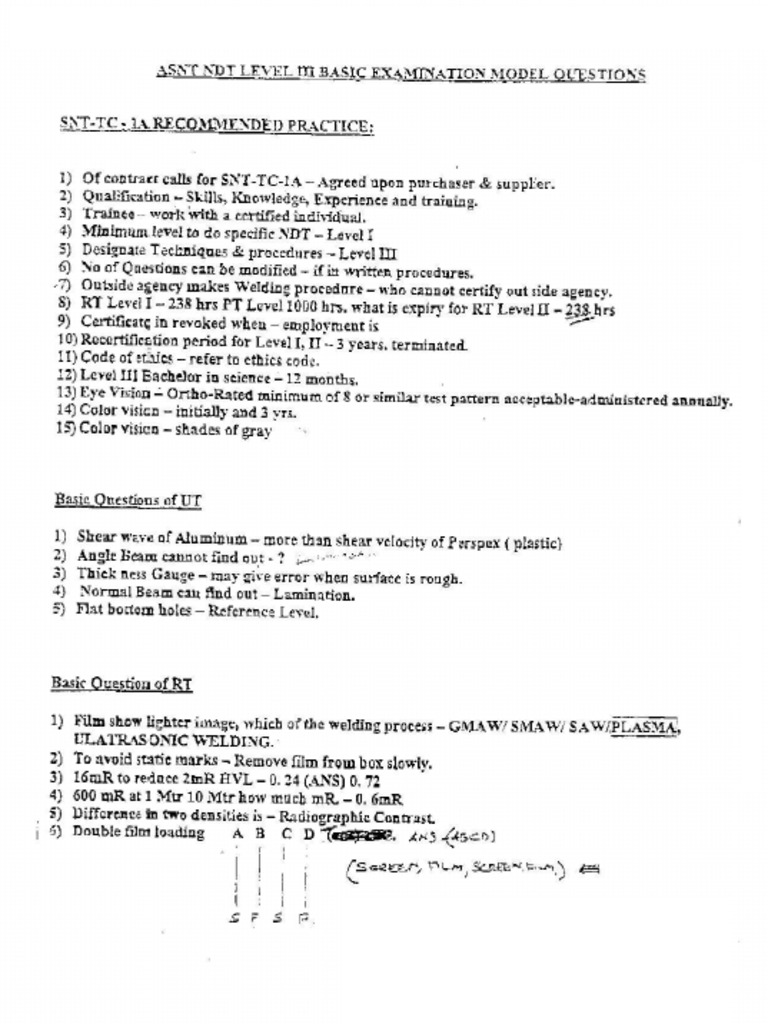 Basic Questions Ndt Pdf
