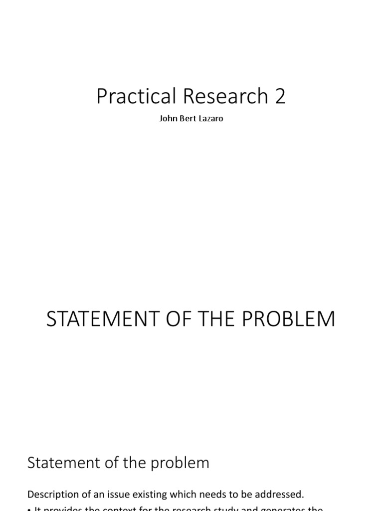 Practical Research 2 Problem Statement | PDF