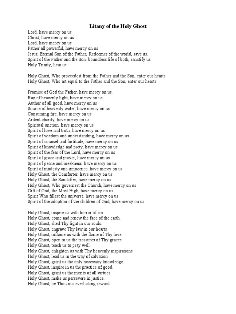 Litany of The Holy Spirit | PDF | Holy Spirit | God The Father