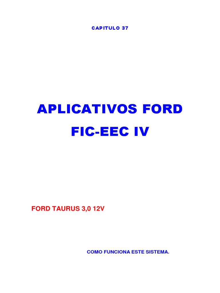 FORD - EEC IV Cap 37 | Download grátis PDF | Motores | Injeção eletrônica