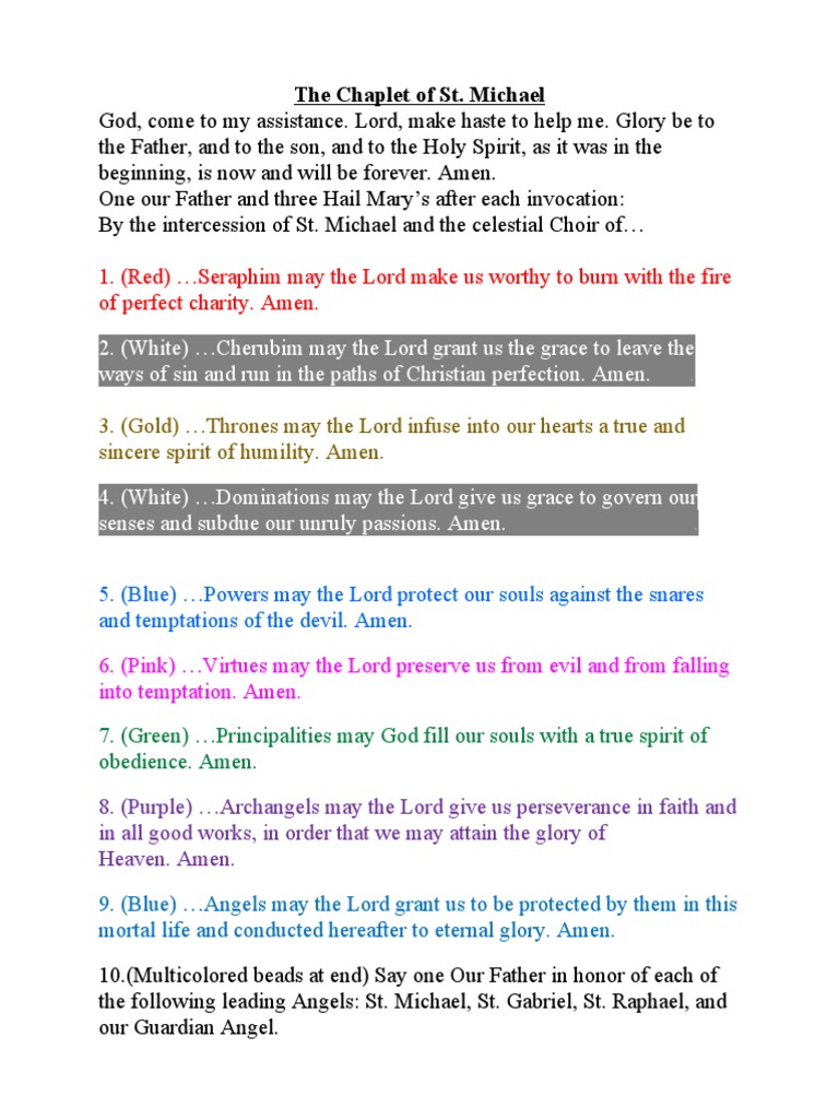 The Chaplet of St. Michael | PDF | Michael (Archangel) | Angel