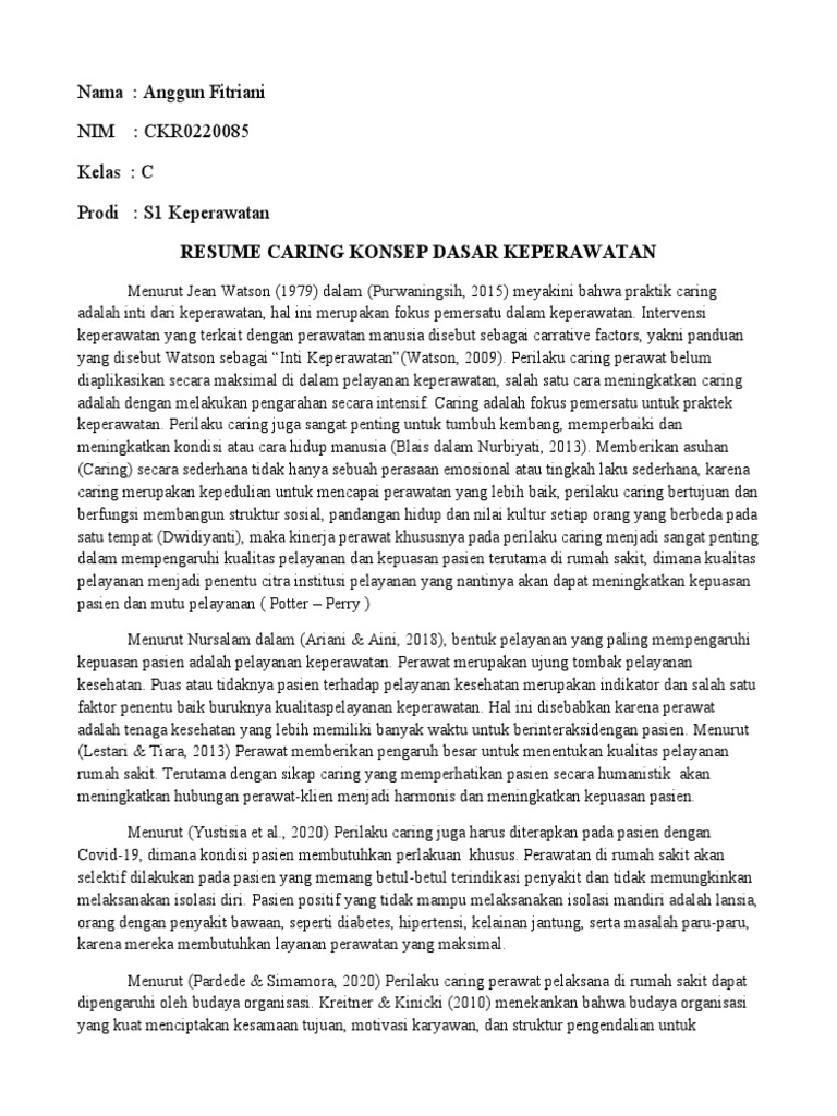 Caring dalam Keperawatan | PDF | Pengembangan Diri