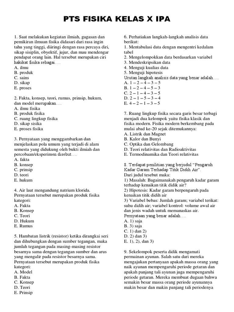 Pts Fisika Semester 1 | PDF