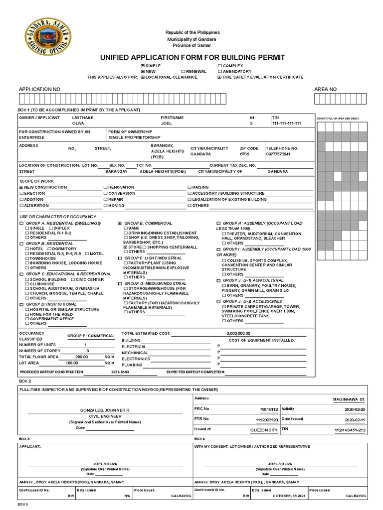 Building Permit Application for Gandara | PDF | Economic Sectors | Real ...