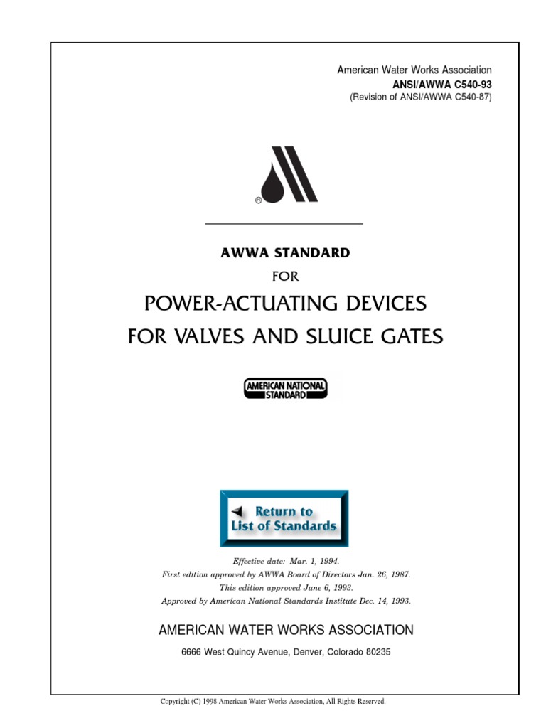 Awwa C540-93 | PDF | Valve | Actuator