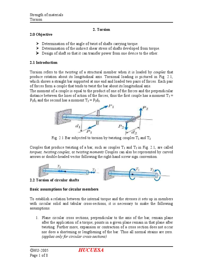 Torsion Pdf Stress Mechanics Torque