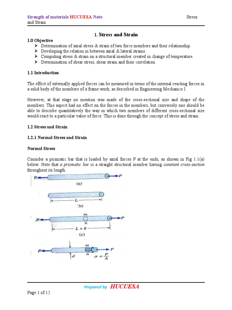 Stress and Strain | Download Free PDF | Deformation (Engineering) | Stress (Mechanics)