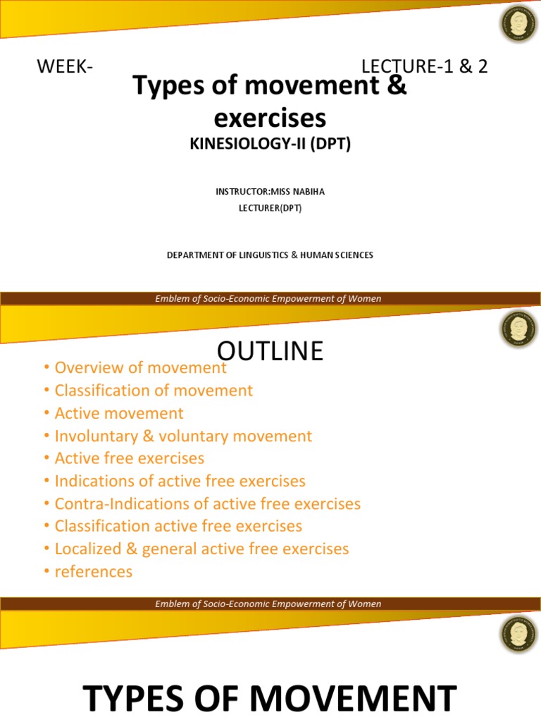 Lec 1 Types of Movement & Exercise | PDF | Skeletal Muscle | Muscle ...