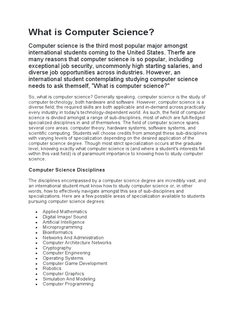 What Is Computer Science-4 | PDF | Computer Science | Science
