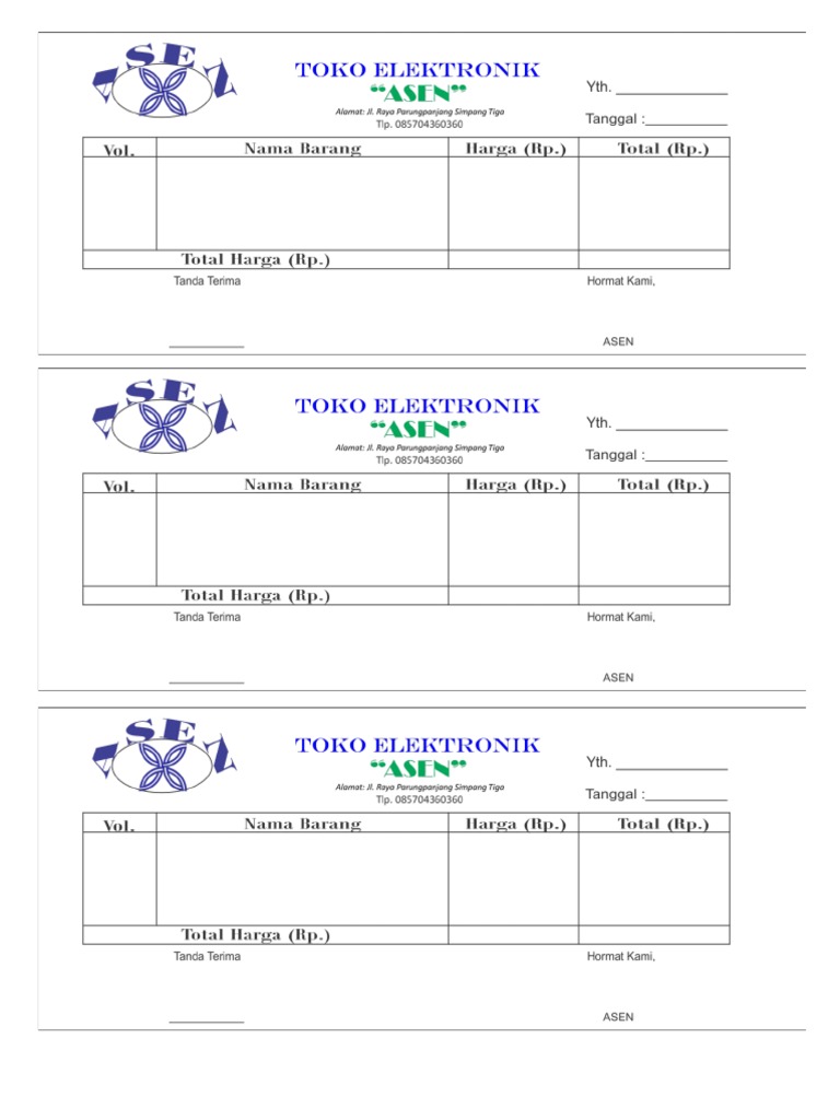 Nota Toko Elektronik | PDF