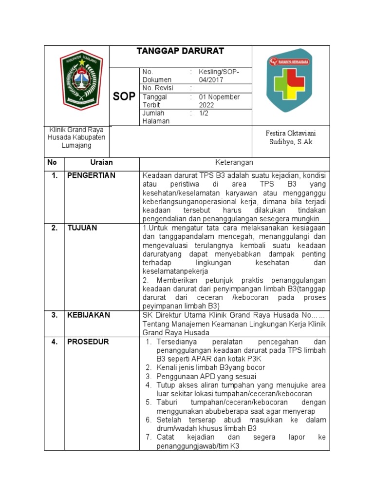 SOP Tanggap Darurat | PDF