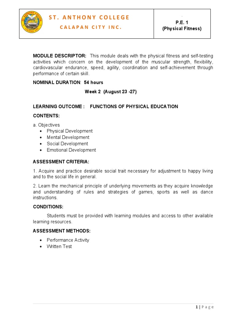 Module 2 - Functions of Physical Education | PDF | Physical Education ...