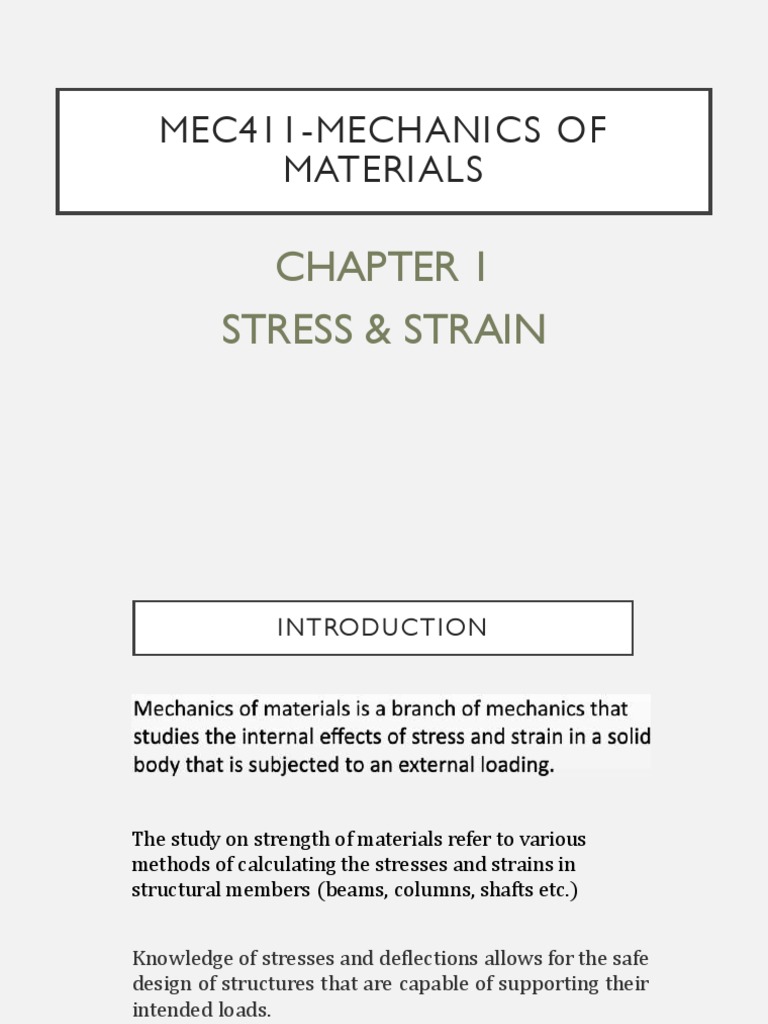 Chapter 1-Stress & Strain | PDF | Deformation (Engineering) | Yield (Engineering)