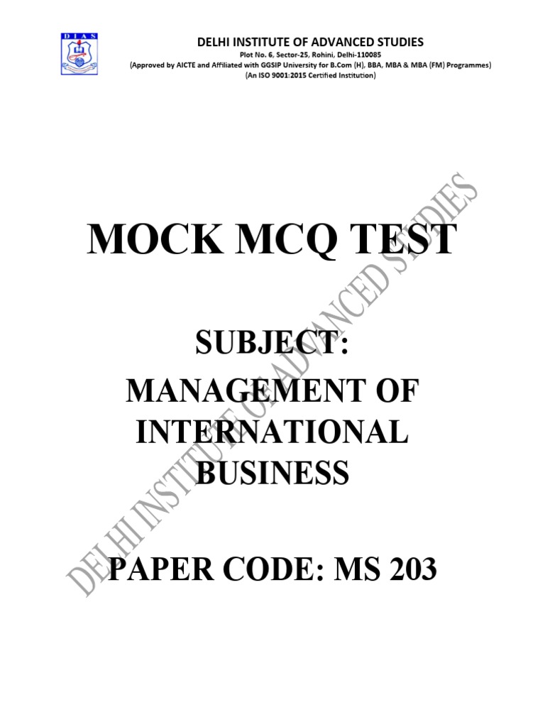 MCQ 60 Ques-Mib | PDF | Tariff | Dumping (Pricing Policy) MCQ 60 Ques-Mib | PDF | Tariff | Dumping (Pricing Policy)