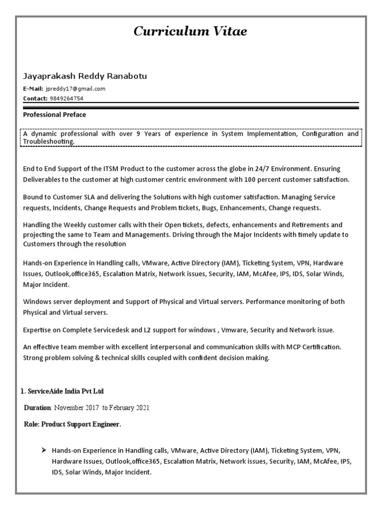 Jayaprakash Resume | PDF | Installation (Computer Programs) | Server (Computing)