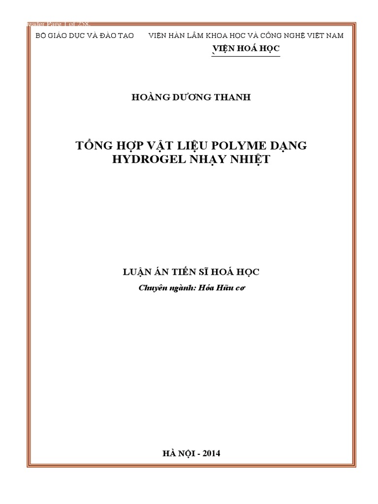 Tong Hop Vat Lieu Polyme Dang Hydrogel Nhay Nhiet | PDF