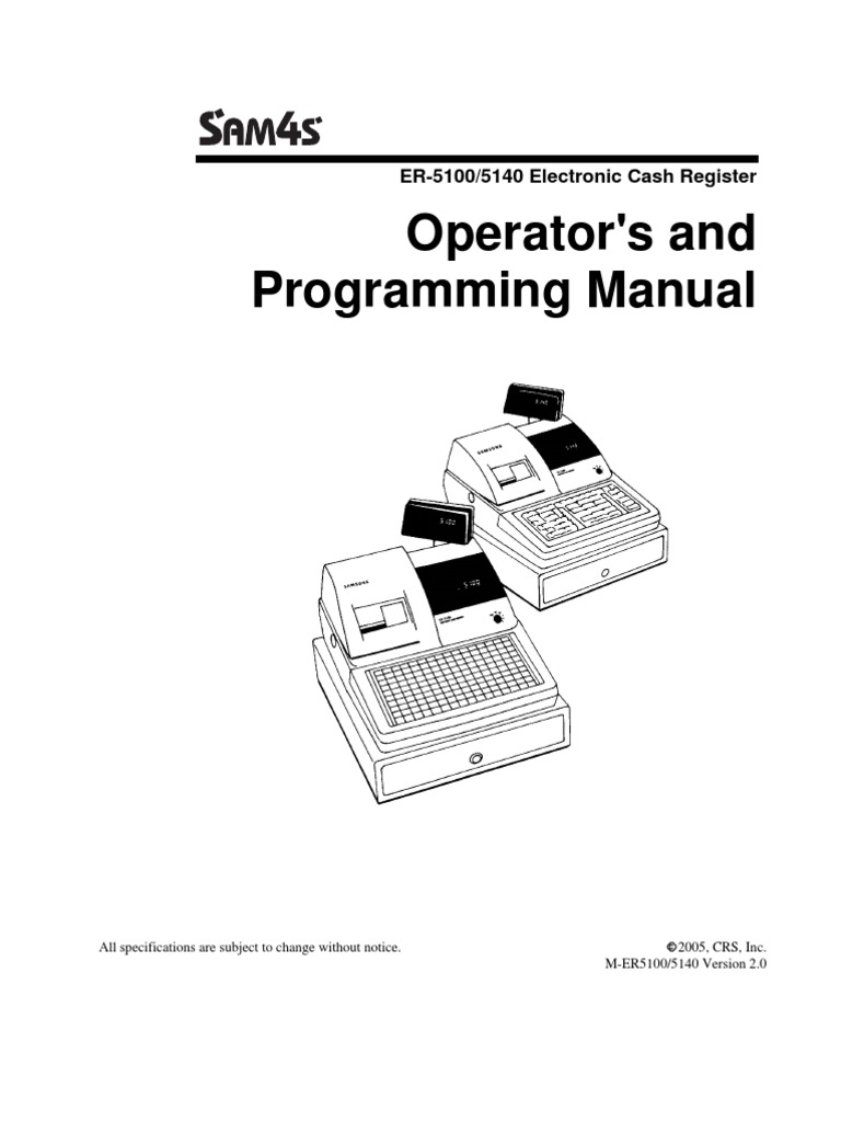 Operator's and Programming Manual: ER-5100/5140 Electronic Cash ...