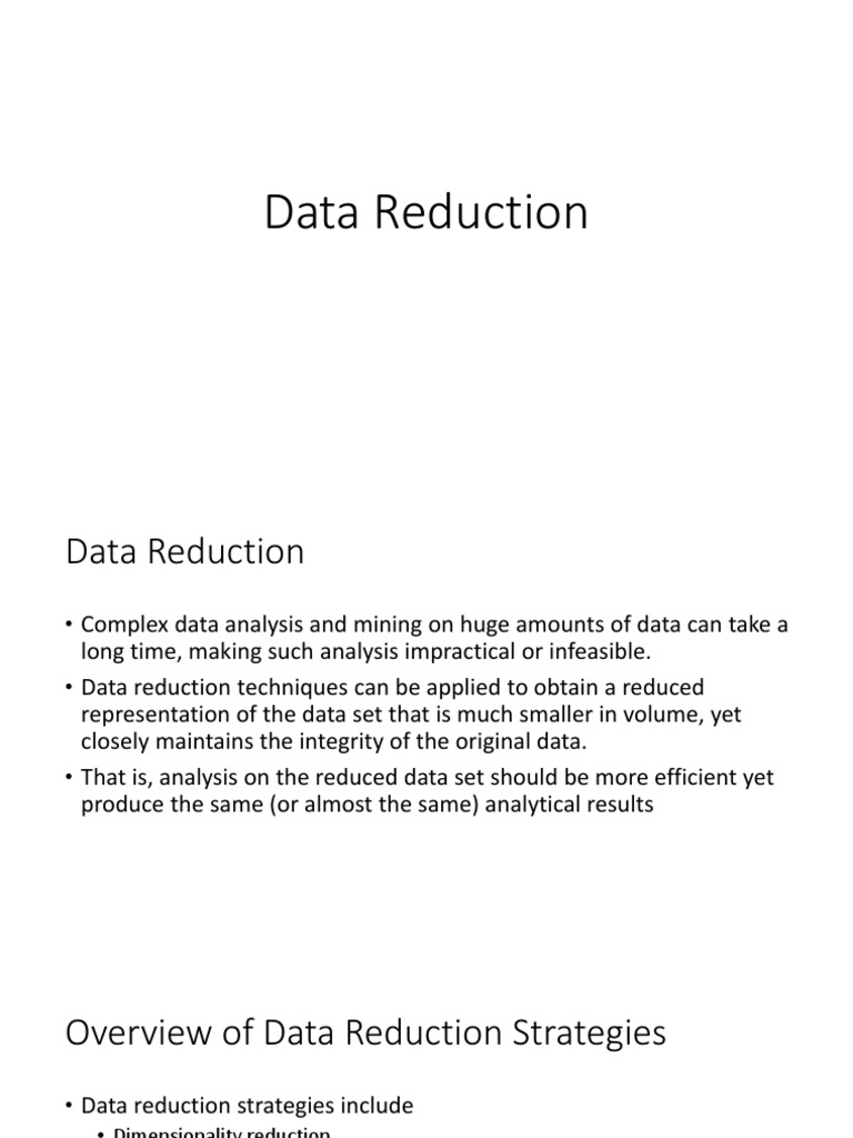 Data Reduction Techniques | PDF | Principal Component Analysis | Data ...