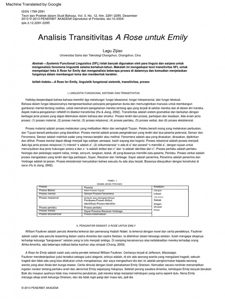 Example of Transitivity Analysis | PDF